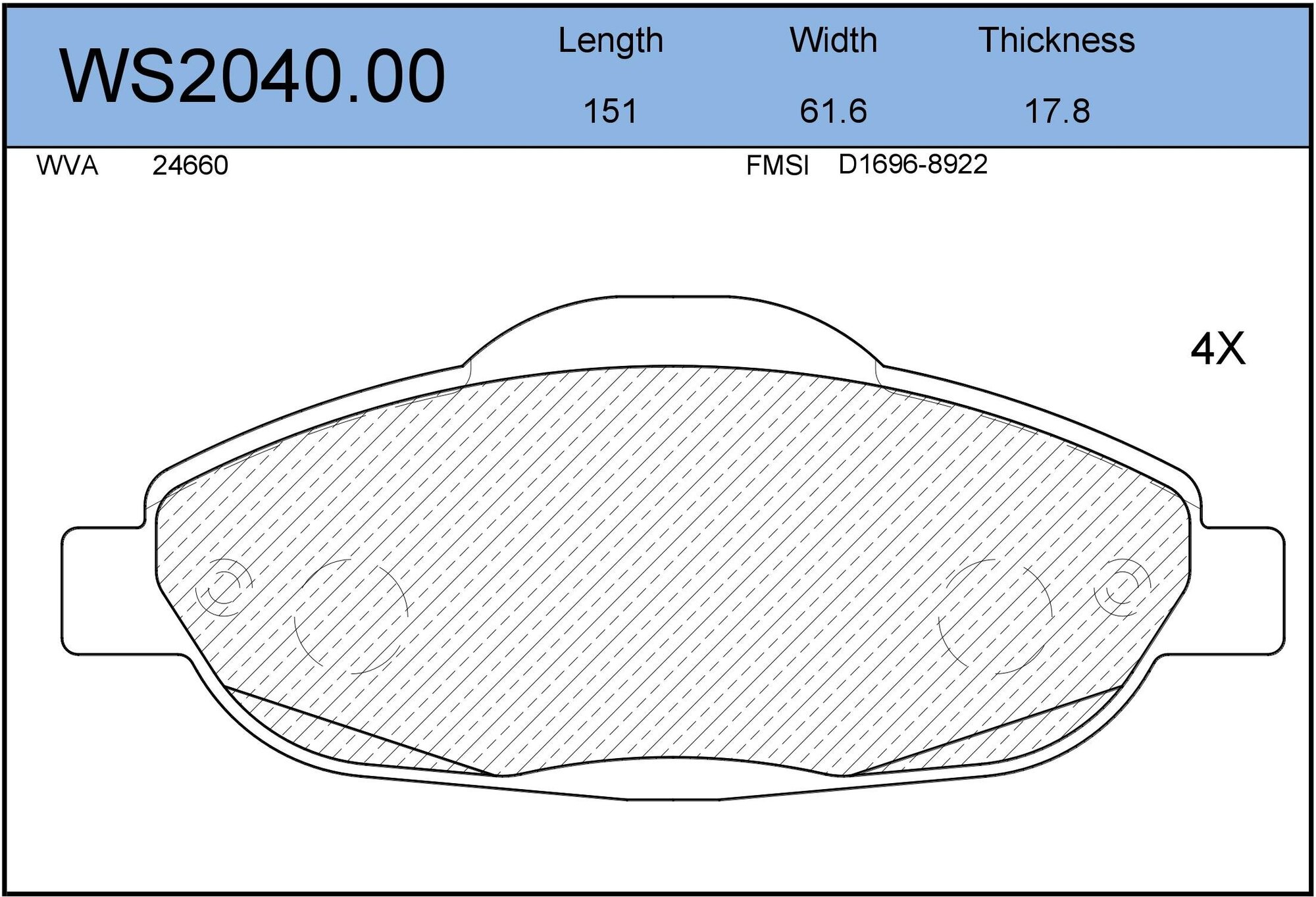 Колодки тормозные дисковые перед JEENICE WS2040.00