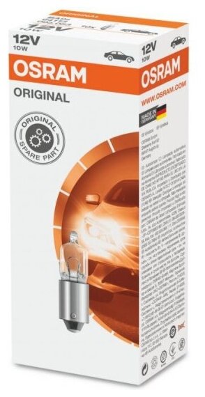 Лампа галогенная Osram Original Miniwatt T10W (BA9s) 12V, 1шт, 64113