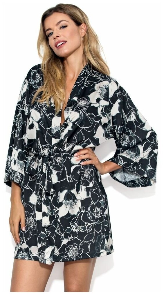 Халат Nipplex черный с бежевым