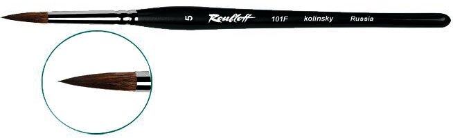 Кисть колонок круглая 1, ручка короткая, черная, матовая, фигурная. Серия 101F