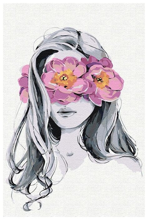 Девушка с розовым цветочным венком Раскраска картина по номерам на холсте