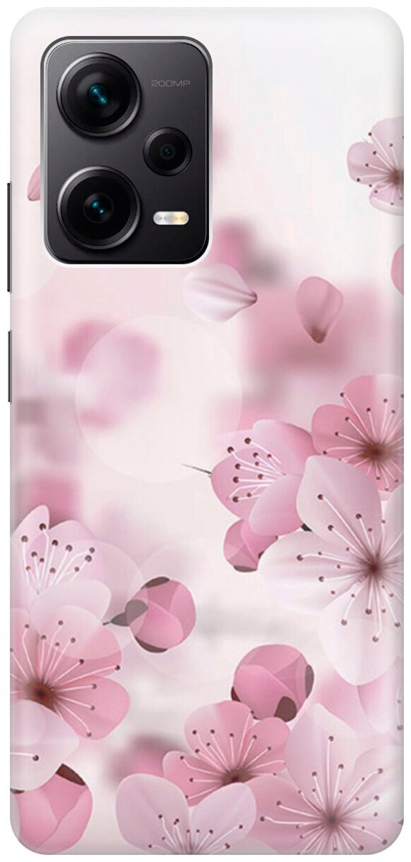 Силиконовый чехол Бело-розовые цветочки на Xiaomi Redmi Note 12 Pro / Note 12 Pro+ / Note 12 Explorer Edition