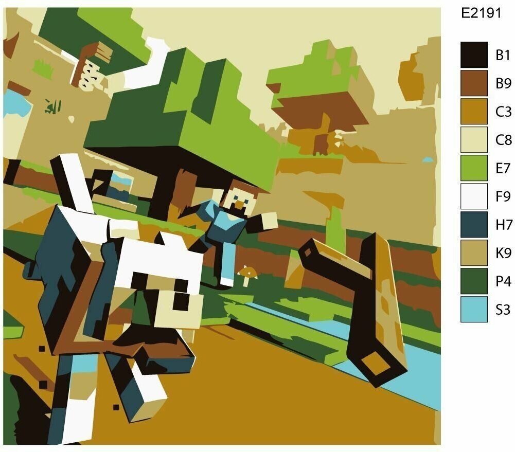 Детская картина по номерам E2191 "Игра Minecraft (Майнкрафт)" 30x30