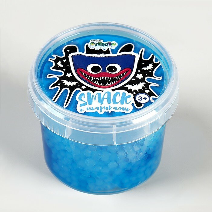 Лепа Слайм Стекло. Smaсk (90гр, голубой с шариками, t замерзания +5°C, в банке, от 3 лет) 00-00512398, (ООО "Новая Химия")