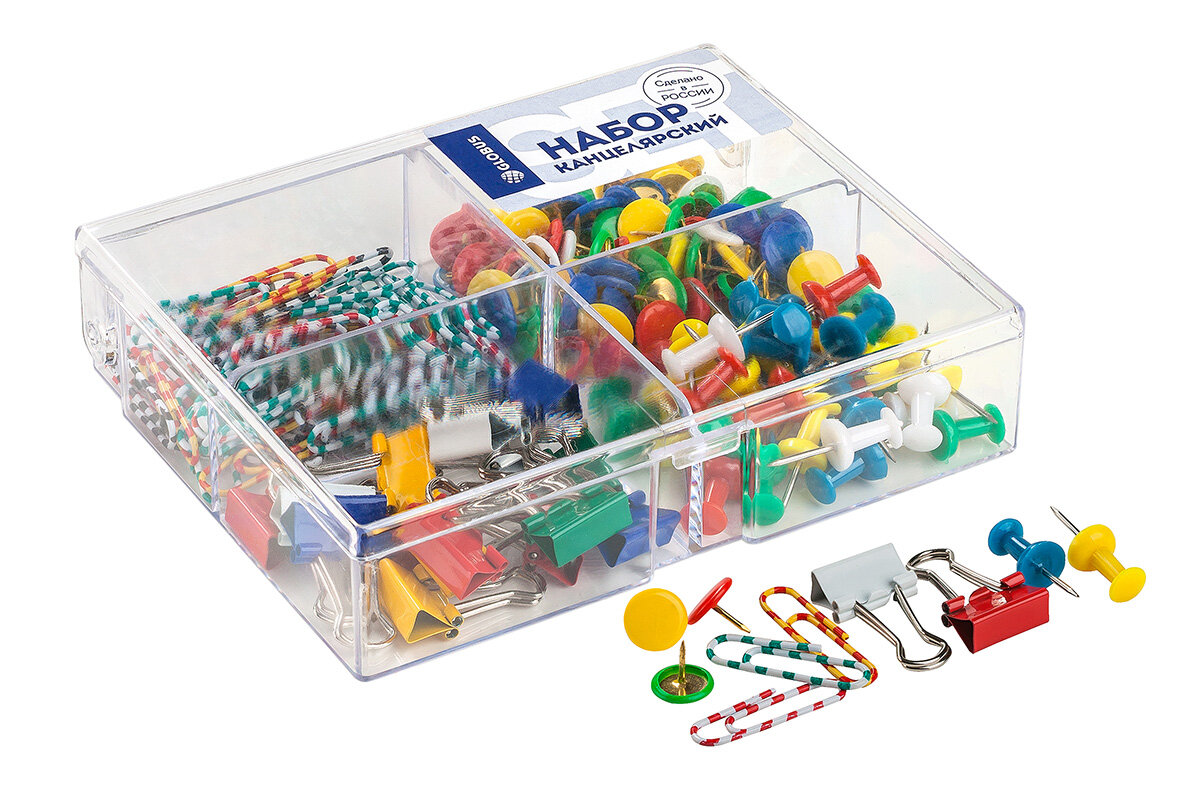 GLOBUS Набор канцелярский из 4-х предметов НК-401, 28 мм, компактный офисный комплект