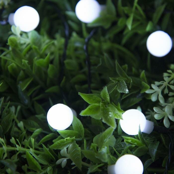 Гирлянда "Нить" 4.5 м с насадками "Шарики", IP44, тёмная нить, 30 LED, свечение белое, 2 режима, солнечная батарея
