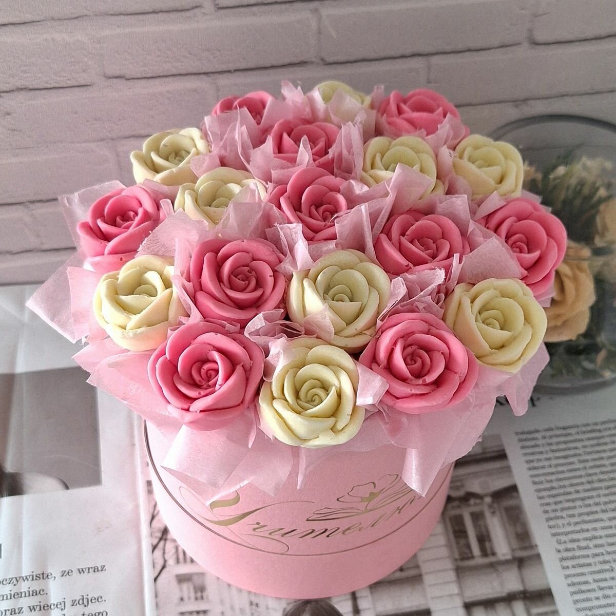 Шоколадный букет "Учителю" 19 роз, розовый