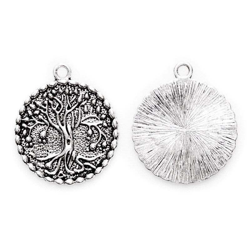 Подвеска, 33х29мм, дерево жизни в рамке, базовый материал - цинковый сплав, стиль тибетское серебро, 2 шт.