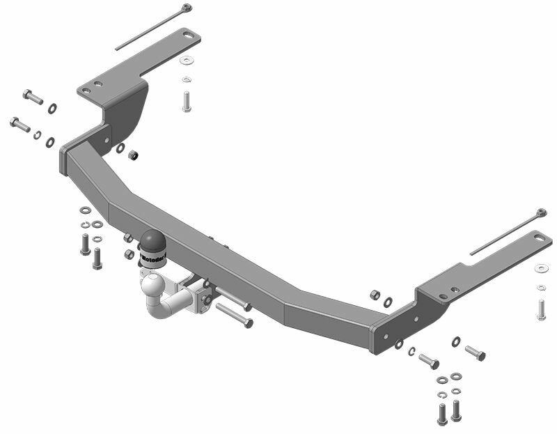 Фаркоп Motodor Toyota Land Cruiser Prado 150, Lexus GX460, c 2009 г. в. - н. в (оцинкованный шар)(паспорт и сертификат в комплекте)(без электрики) 92508-A