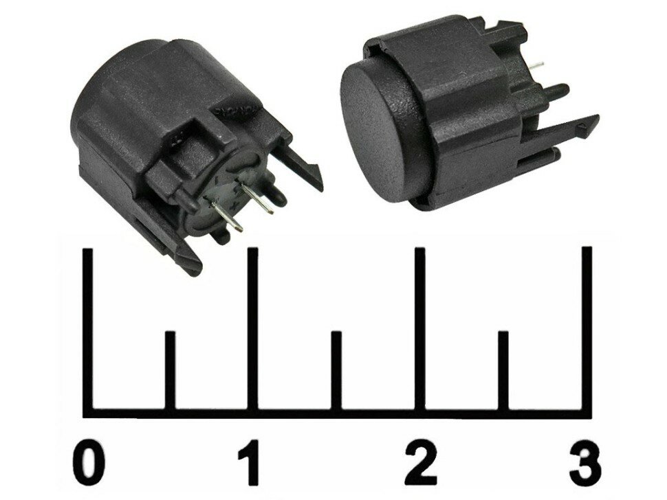 Кнопка тактовая круглая черная без фиксации 2 контакта (KS12-A1.5-BBN-5N-S)