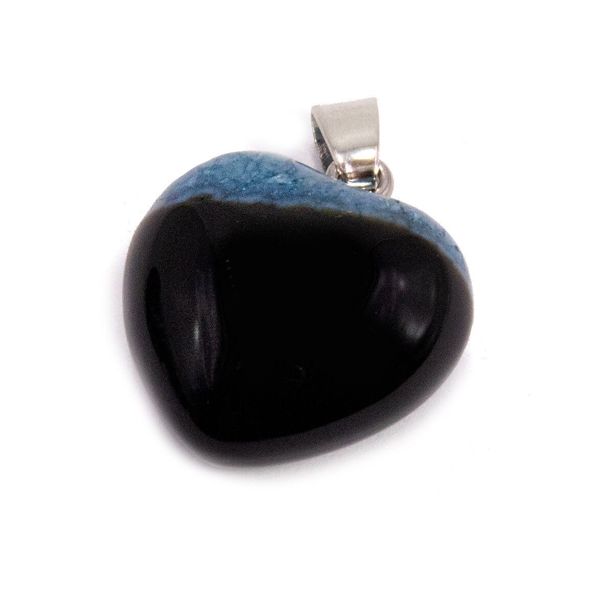 Сердечко объёмное, из камня голубой агат - дарует энергию удачи, мудрости, развития и партнерства (2 на 2 см.), 1 шт.