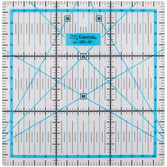 Линейка для пэчворка Gamma (рукоделие И Творчество) GAMMA QRL-04 15 см х 15 см пластик