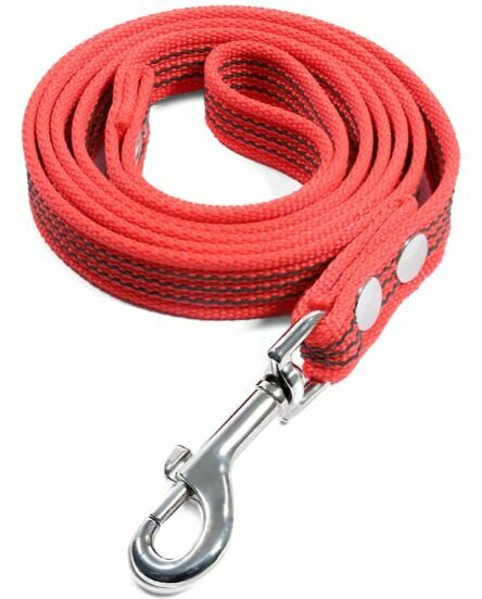 Гамма Поводок капроновый для собак с латексной нитью "Апорт", красный, 20*300см