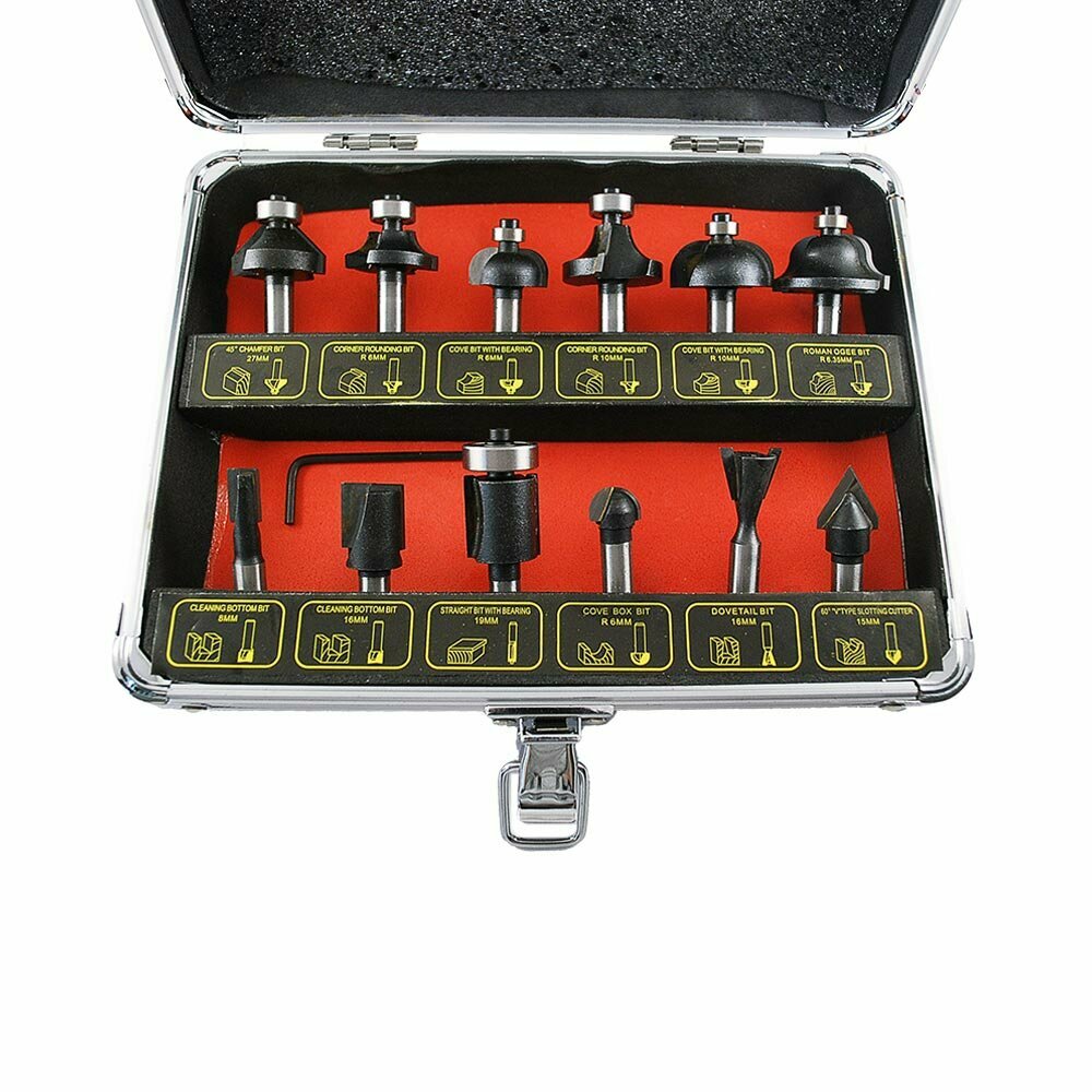Набор фрез по дереву 12 предметов металлическая коробка (A) T278674