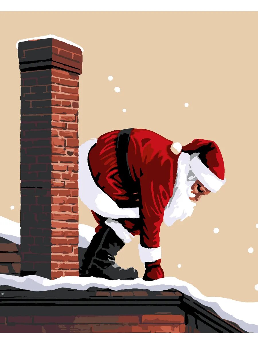 Картина по номерам "Дед Мороз", Тут рисуют, 40x50 см, 3 уровень сложности, 24 цвета