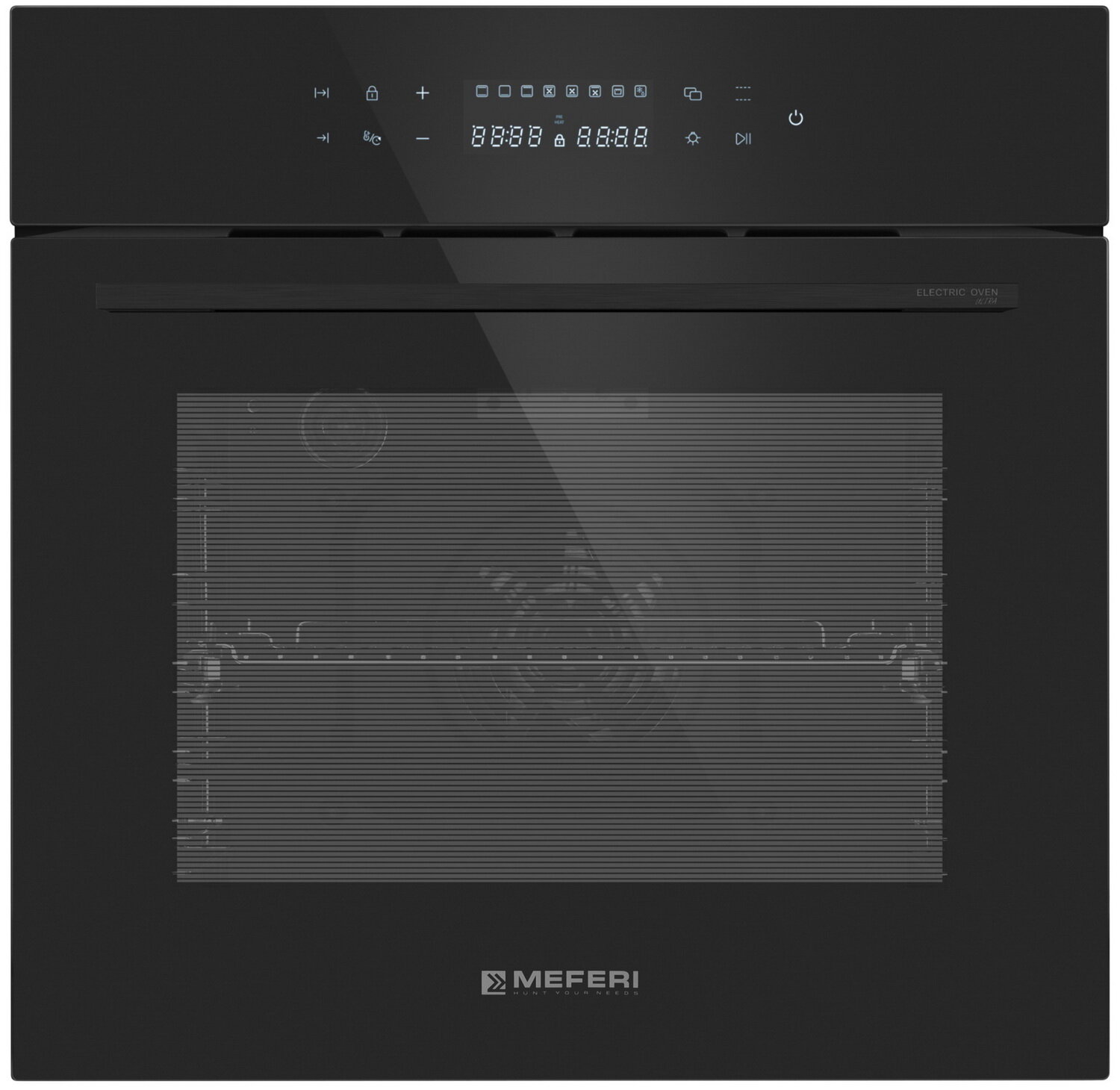 Электрический духовой шкаф Meferi MEO6010BK MATT ULTRA 59 см, 65 л, гриль и конвекция, черный матовый