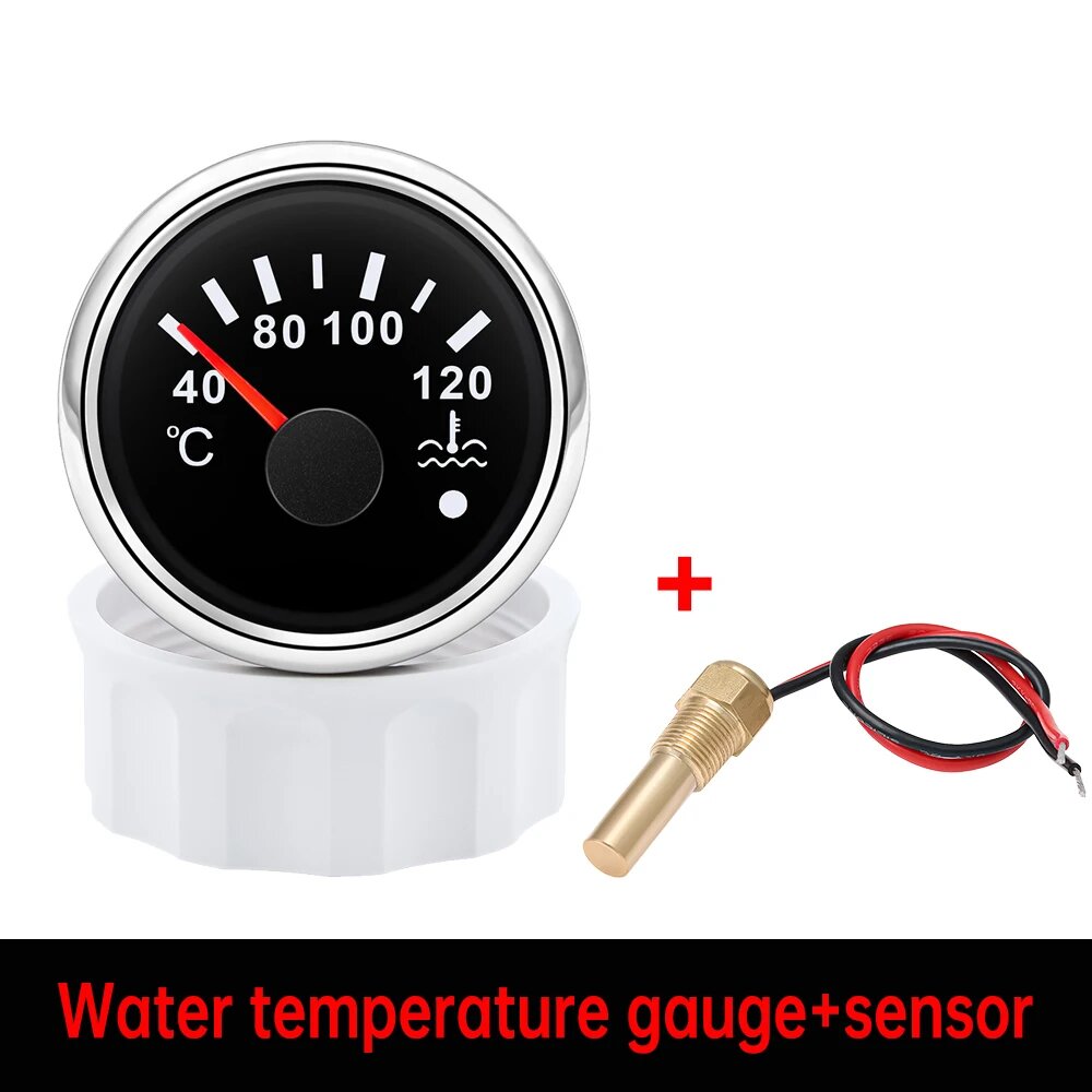 52 мм Датчик температуры воды 40-120 градусов Цельсия с 7-цветной подсветкой + датчики температуры охлаждающей жидкости с сигнализацией 12 В/24 В BS