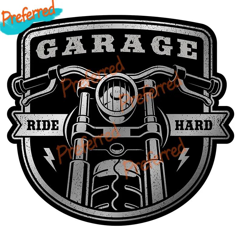 Жесткая винтажная наклейка "Garage Ride Hard" (K)