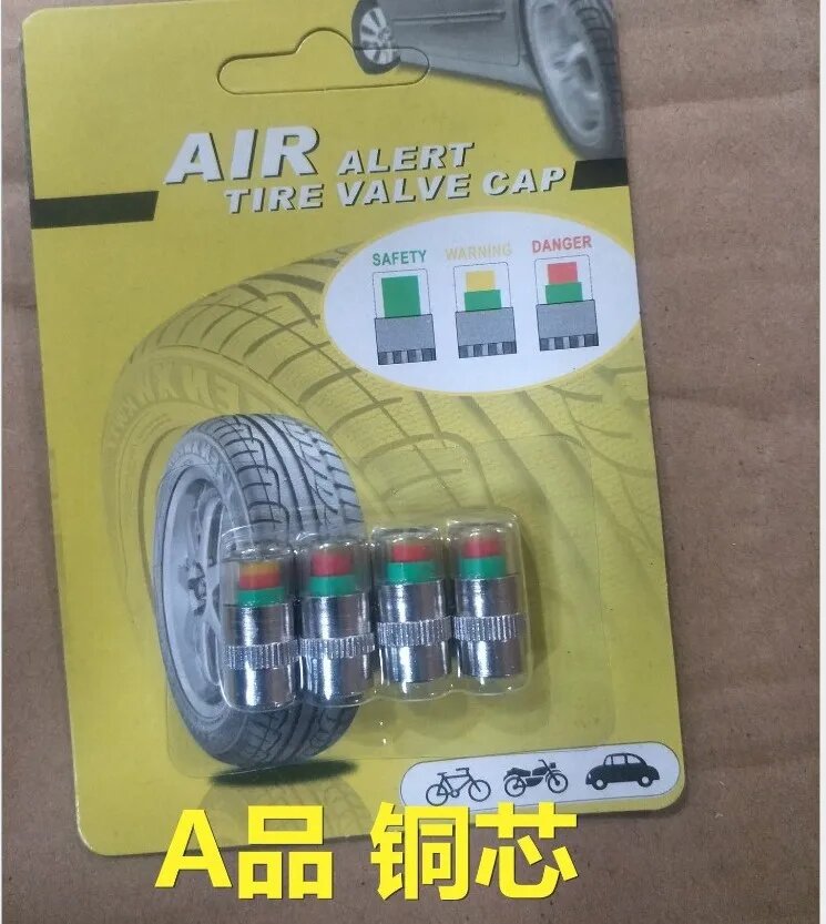 4 шт. индикатор давления в автомобильных шинах, манометр в шинах, индикатор оповещения, мониторинг крышки клапана, датчик внешнего обнаружения клапана 4pcs Copper core