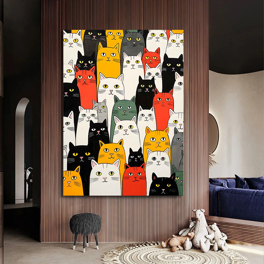 Абстракция / коты, картина для интерьера на стену, абстрактная картина, 20х30 см.