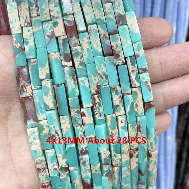 Синие бусины из яшмы SYSRXLR 4X13MM About 28 PCS