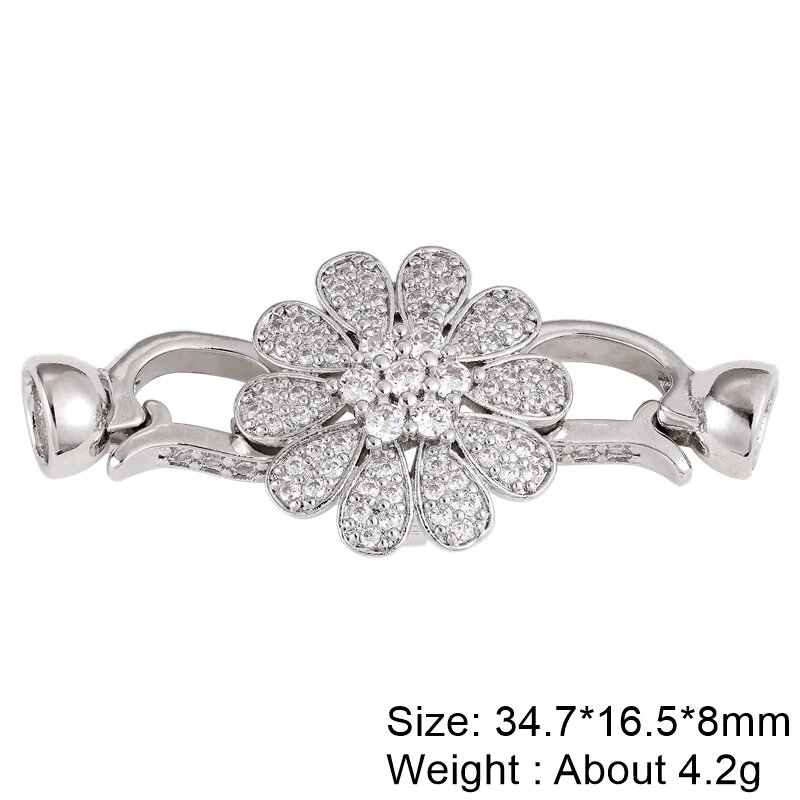 Замок для бижутерии цветок, White Gold, 34.7*16.5*8mm, 4.2g