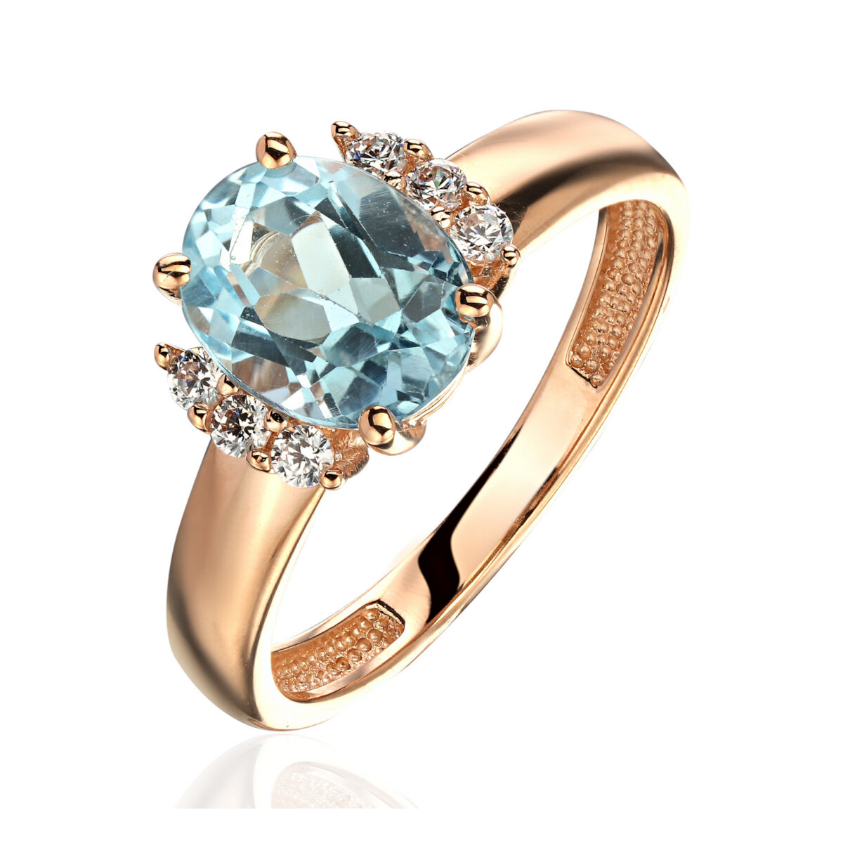 Кольцо, красное золото, 585 проба, топаз, фианит