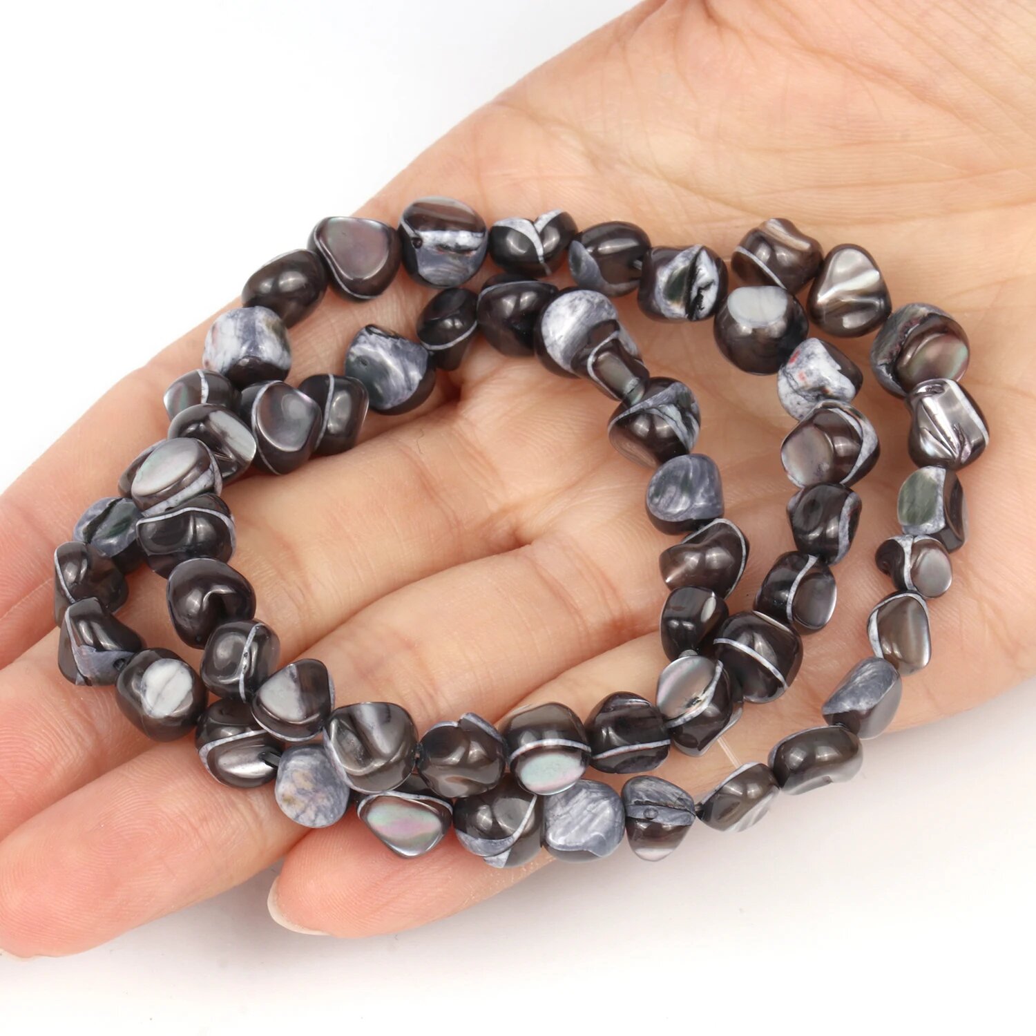 Перламутровые бусины из ракушек LNMBII Черный, Style 23