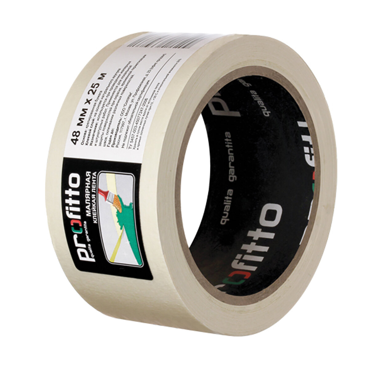 Скотч малярный 48 мм х 25 м "profitto", односторонний, белый, 1шт