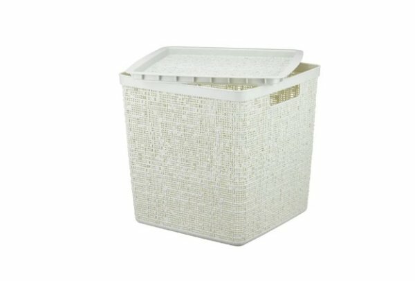 Коробка бязь с крышкой 28x28x28см 17л белый ротанг