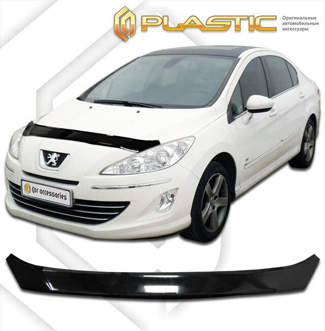 Дефлектор капота для Peugeot 408 седан 2012-2017 Classic черный