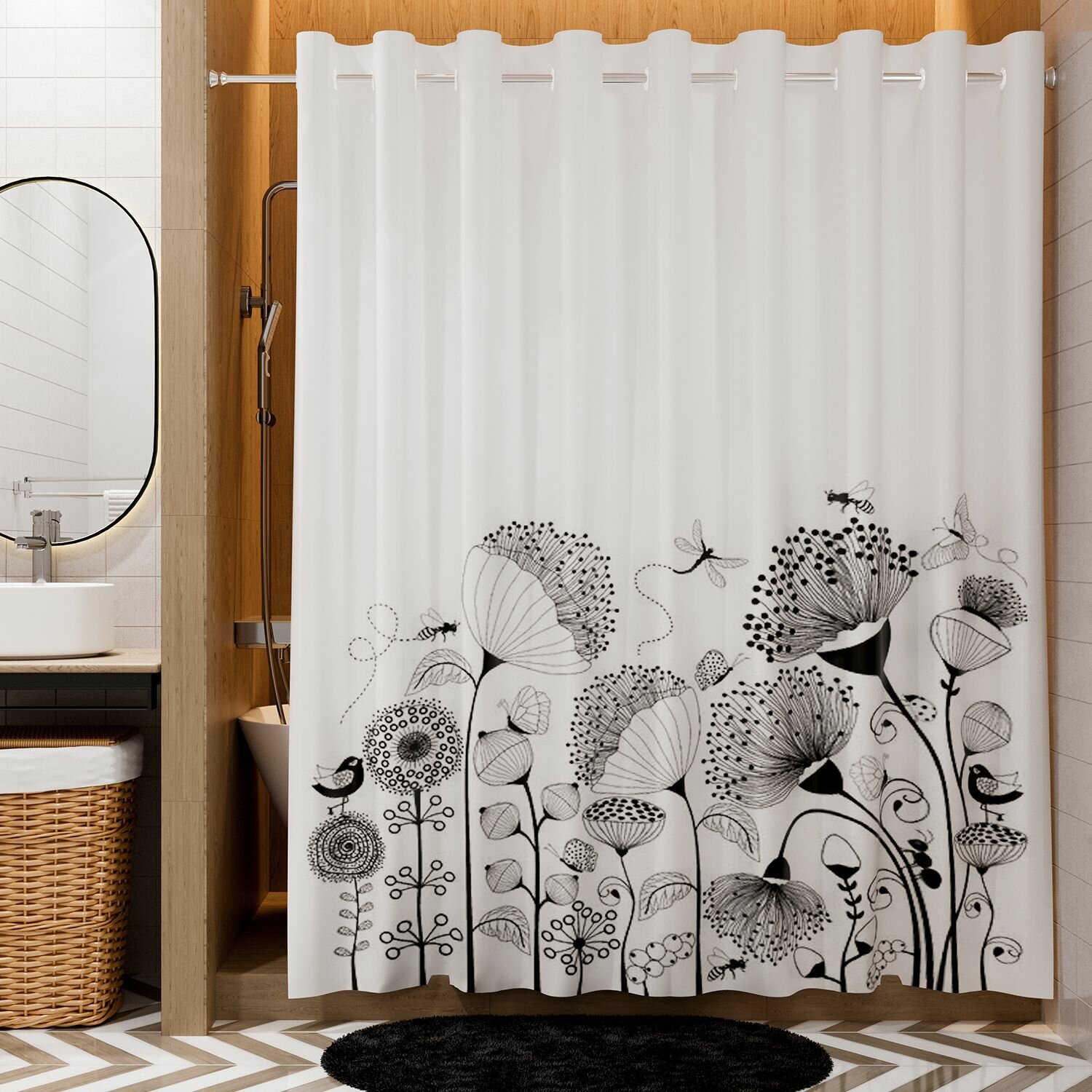 Шторка для ванной тканевая 200*200 WasserKRAFT, с люверсами