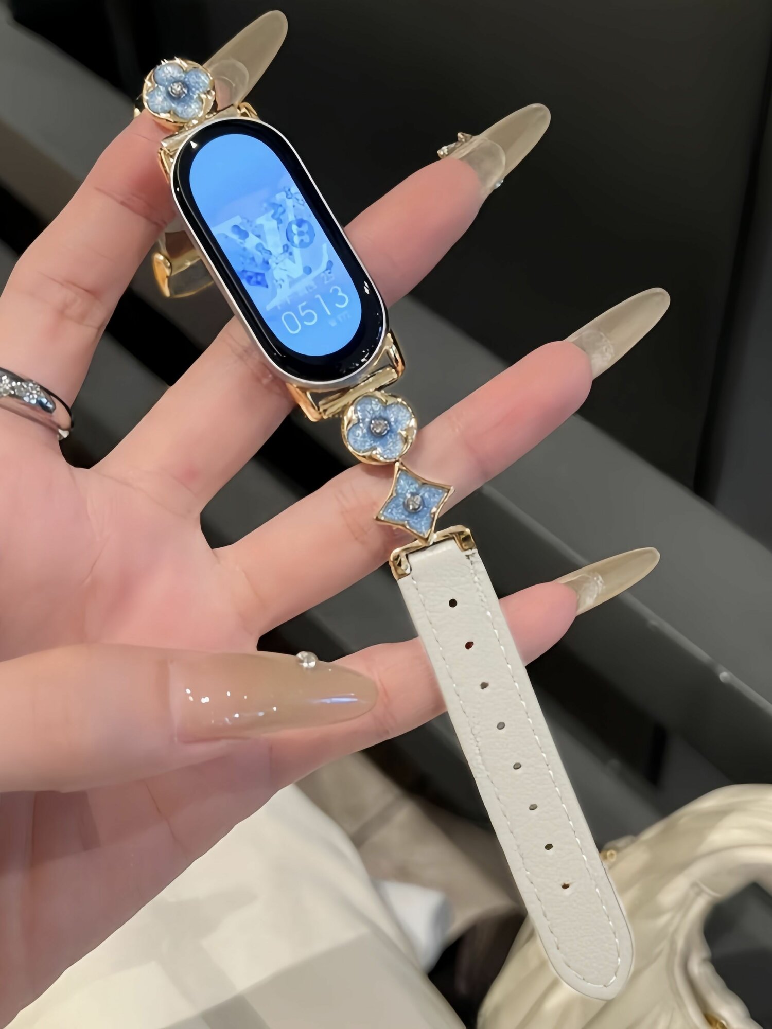 Металлический кожаный ремешок для часов Louis Vuitton, подходит для фитнес-браслета Xiaomi Mi Band 8/9/10 (Xiomi Mi Band 8 9 10), модный ремешок