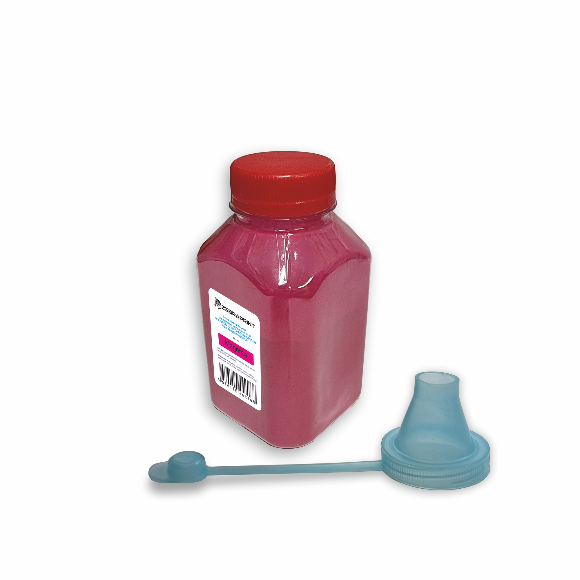 Пурпурный универсальный тонер для Ricoh SP C250/C261/C300/C301, банка 90г, с воронкой для заправки