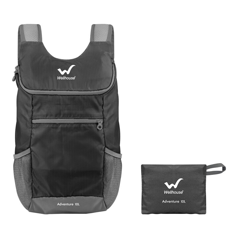 Рюкзак WELLHOUSE, Foldable Small Backpack Skin Bag Shoulder Bag Outdoor Lightw, для путешествий, для активного отдыха, школьный, лёгкий, черный