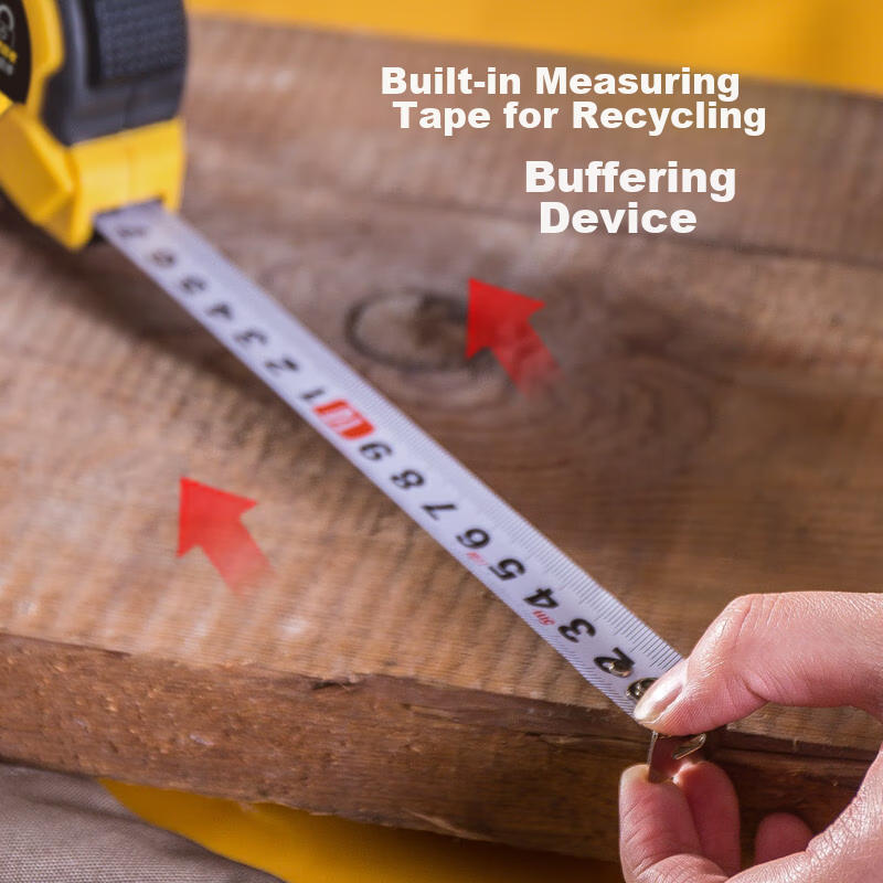 Deli Retractable Tape Measure, Rubber-Coated Self-Locking Steel Measuring Tape, Box Ruler, Extendable Ruler, Meter Ruler, Construction Tape Measure, Cut-Resistant Hand-Held Carpenter's Ruler, 5 Meters