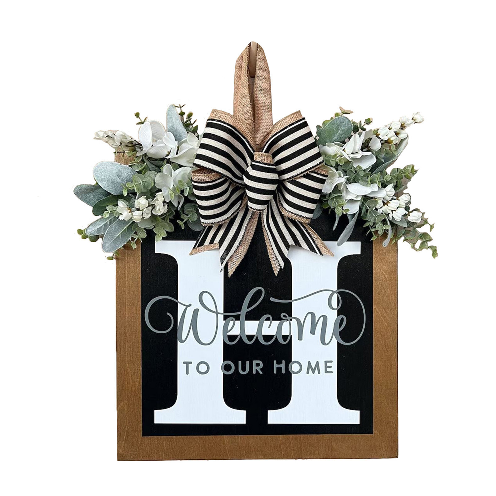 Фамилия Украшение входной двери Дверь висит круглый год Венок на входную дверь с буквами для домашнего декора, легко повесить, устойчив к атмосферным воздействиям, сезонное наружное украшение