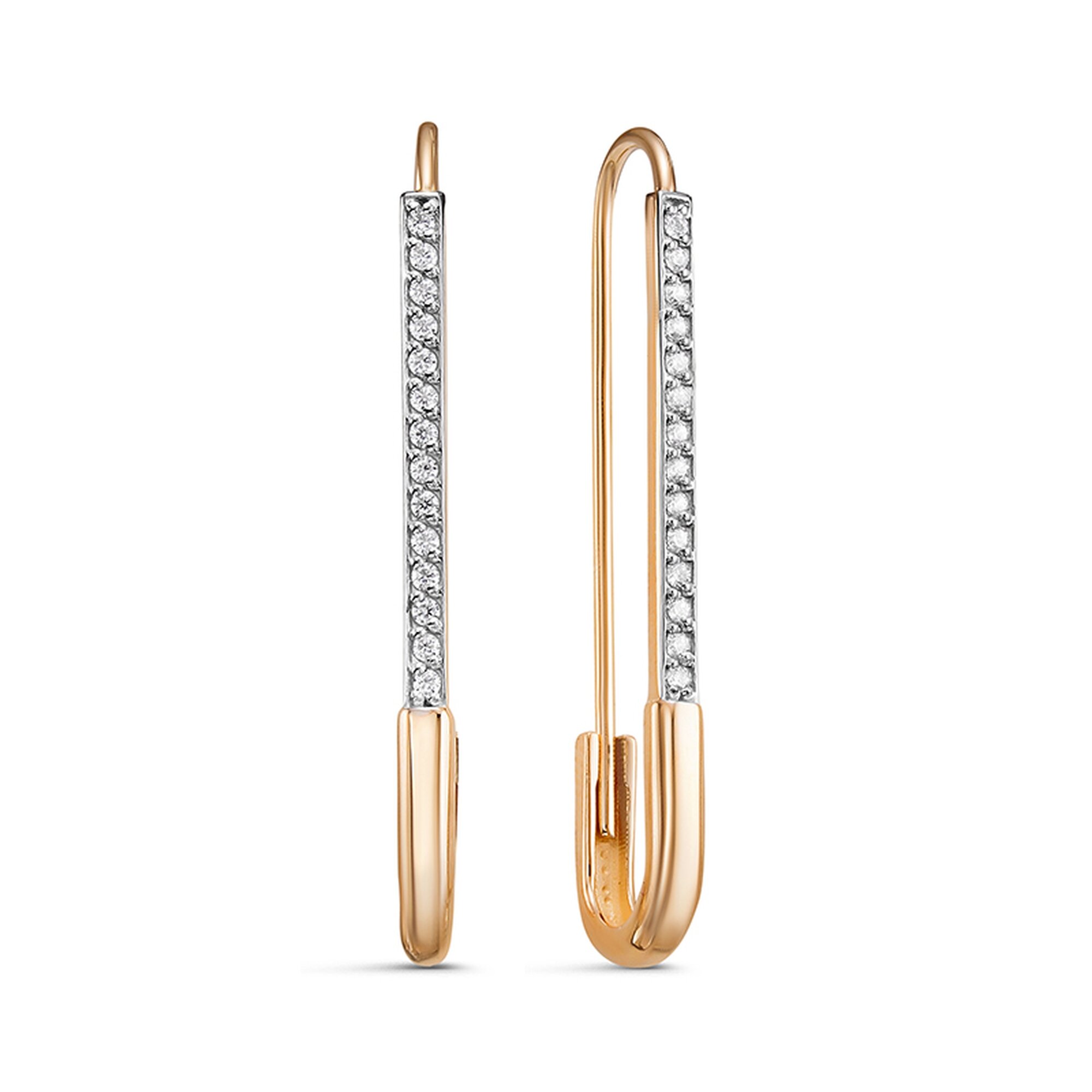 Серьги Diamant online, красное золото, 585 проба, фианит