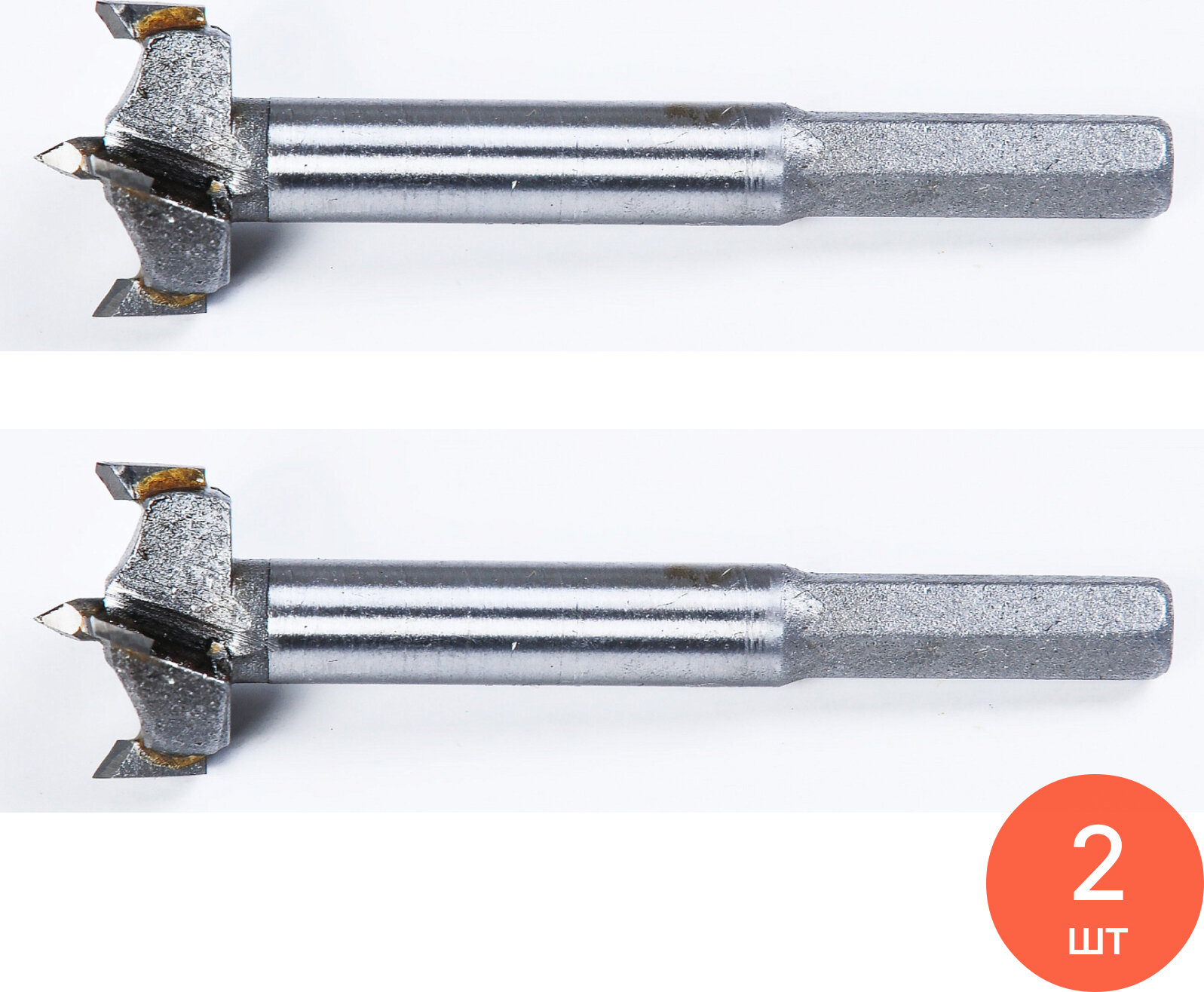 Сверло Форстнера Elitech / Элитеч по дереву, твердосплавное, с цилиндрическим хвостовиком, диаметр 22мм, рабочая длина 49мм / оснастка (комплект из 2 шт)