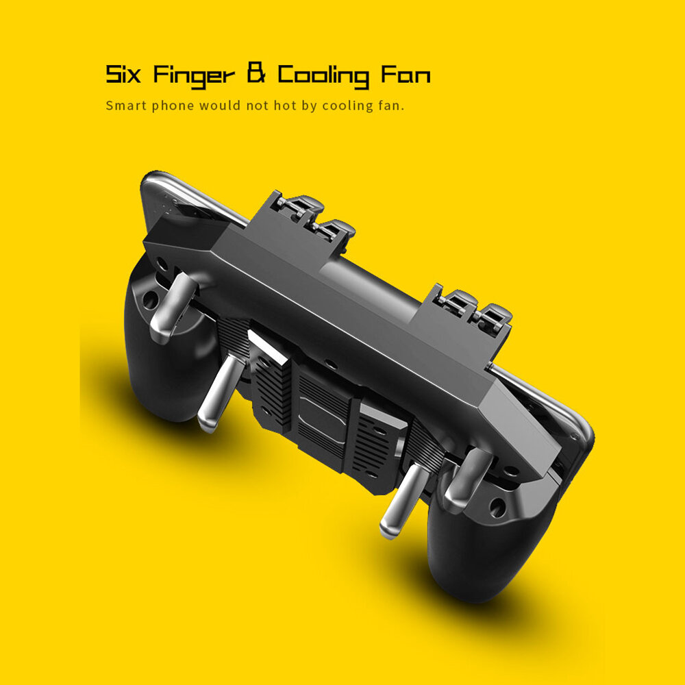 AK77 Мобильный геймпад, Контроллер для игр PUBG, с 6 сенсорными триггерами для пальцев, Геймпад для телефона с системой охлаждения, Чувствительный контроллер для стрельбы на iOS и Android, 1200 мАч.