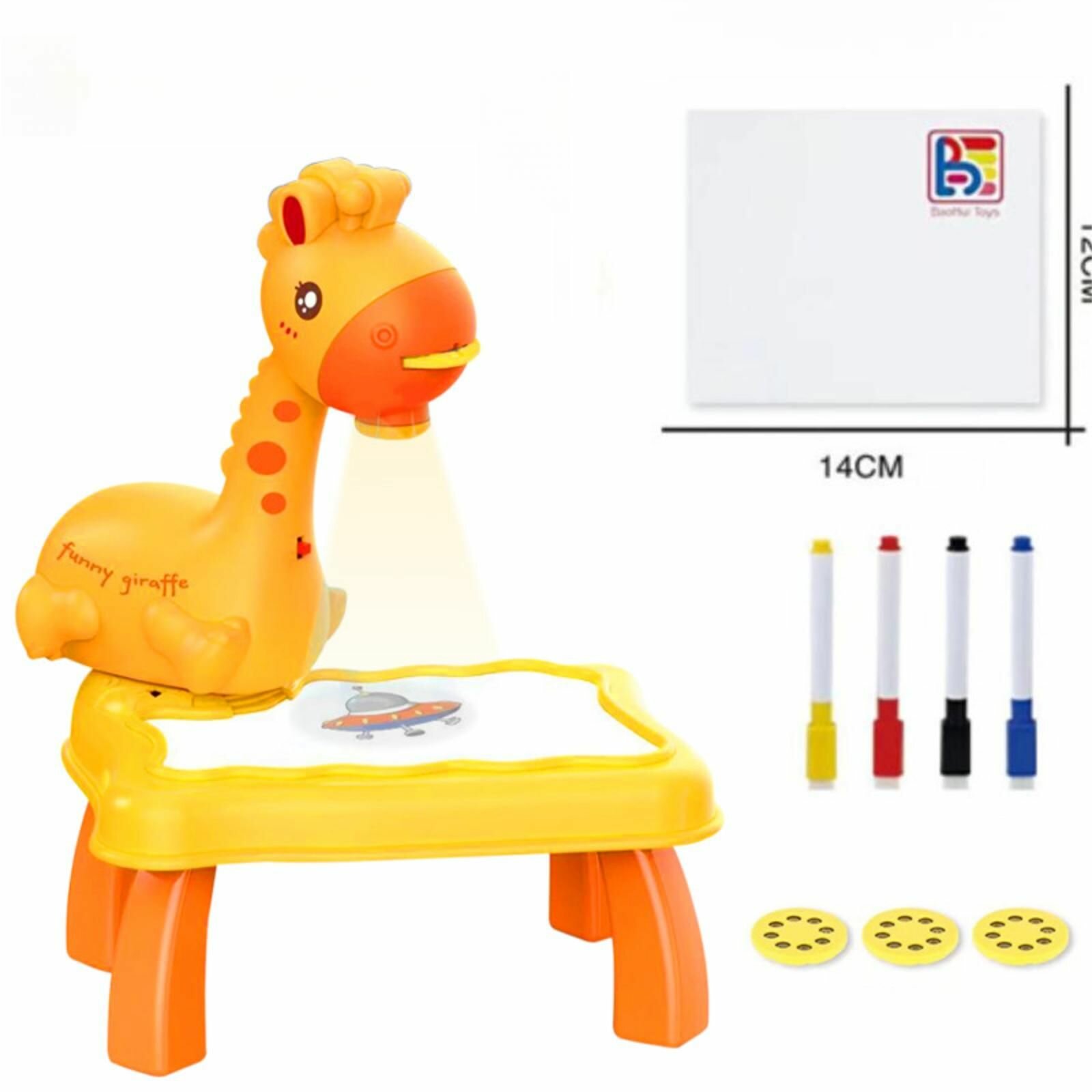 Стол для рисования "Жираф" с проектором, художественными принадлежностями, для детей 3-8 лет