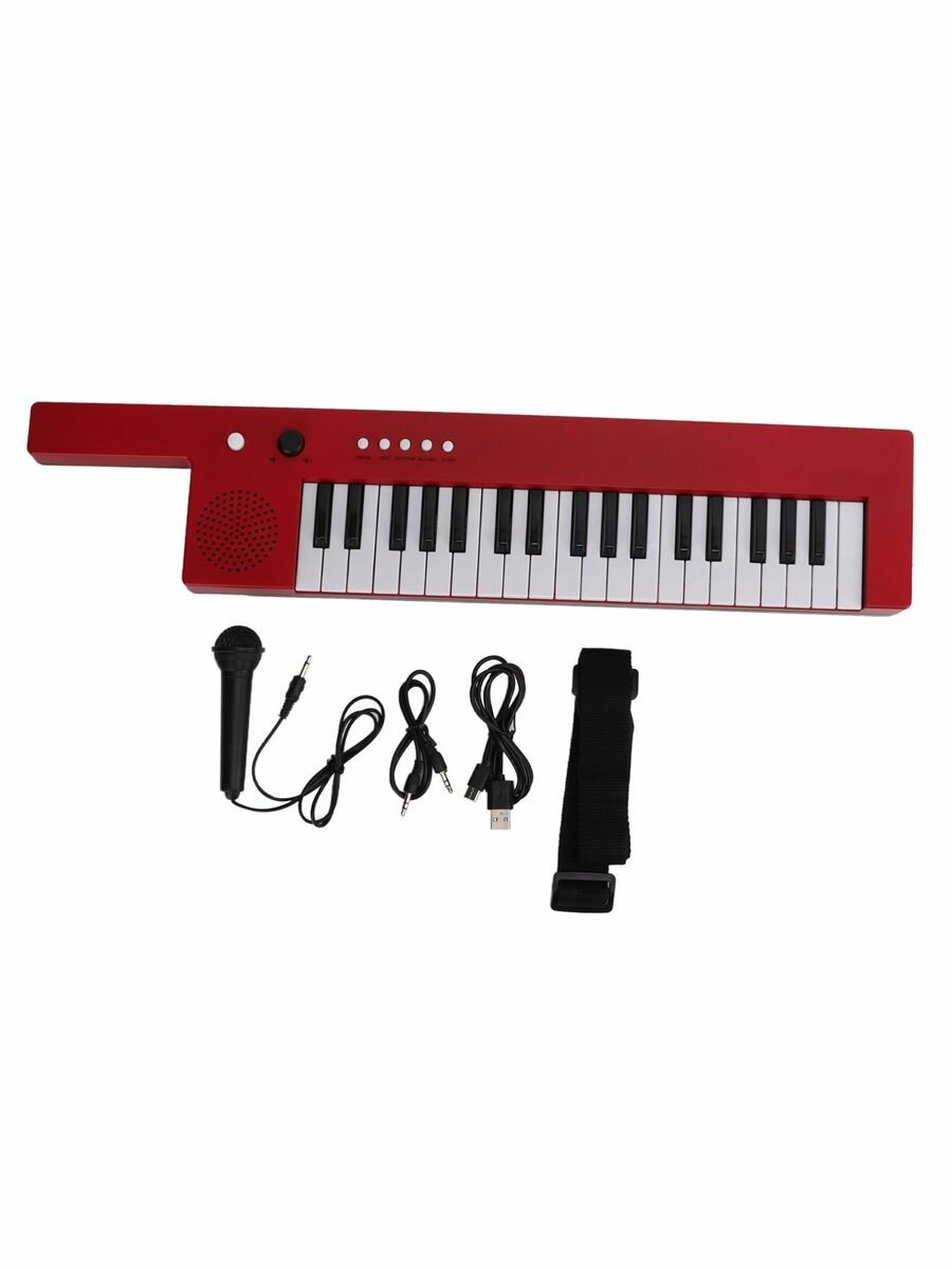 37-клавишная портативная электронная клавиатура для фортепиано, мини-клавиатура BF-3755, красный, образовательный музыкальный инструмент для обучения игре на гитаре, фортепиано