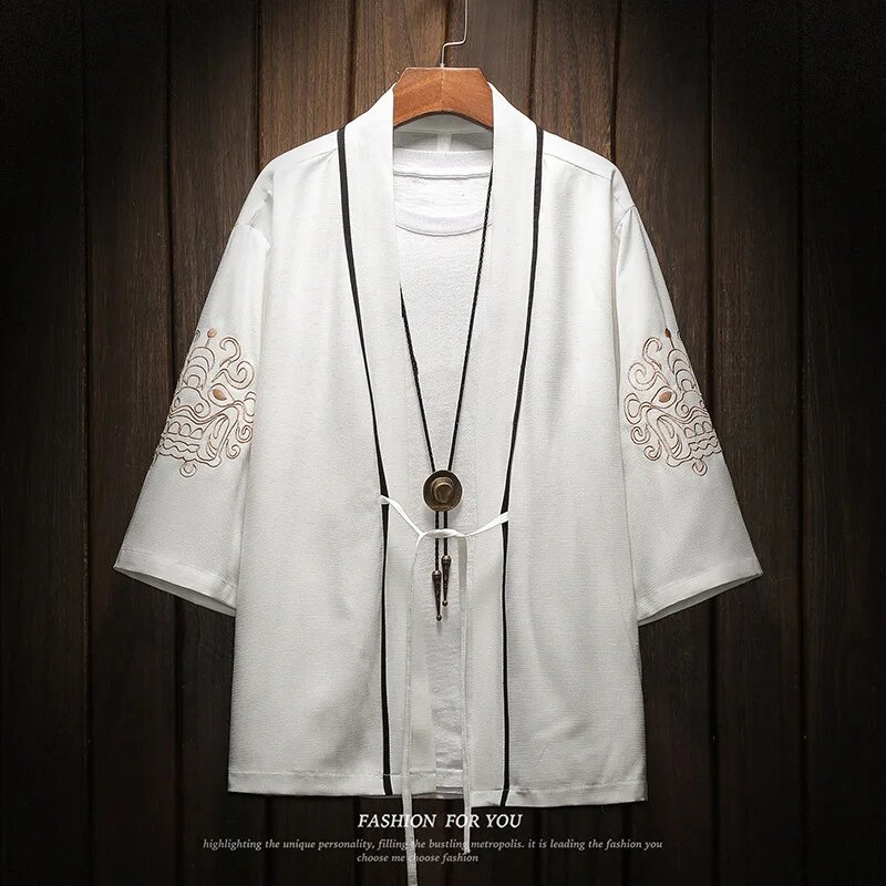 Мужское кимоно из хлопка CEARPION Белый, 4XL, Kimono Style 11