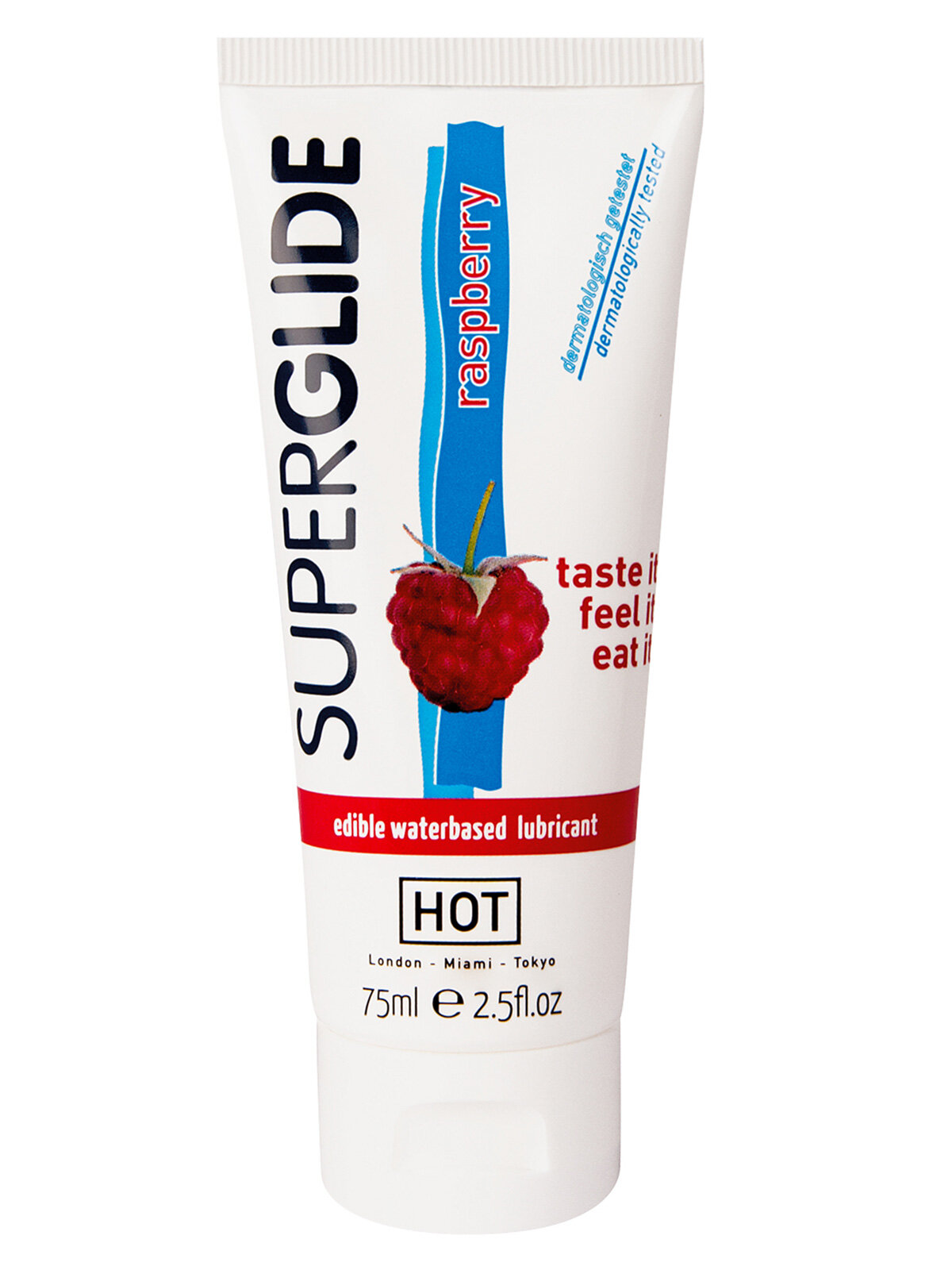 Съедобная смазка на водной основе со вкусом малины Hot Super Glide Raspberry, 75 мл