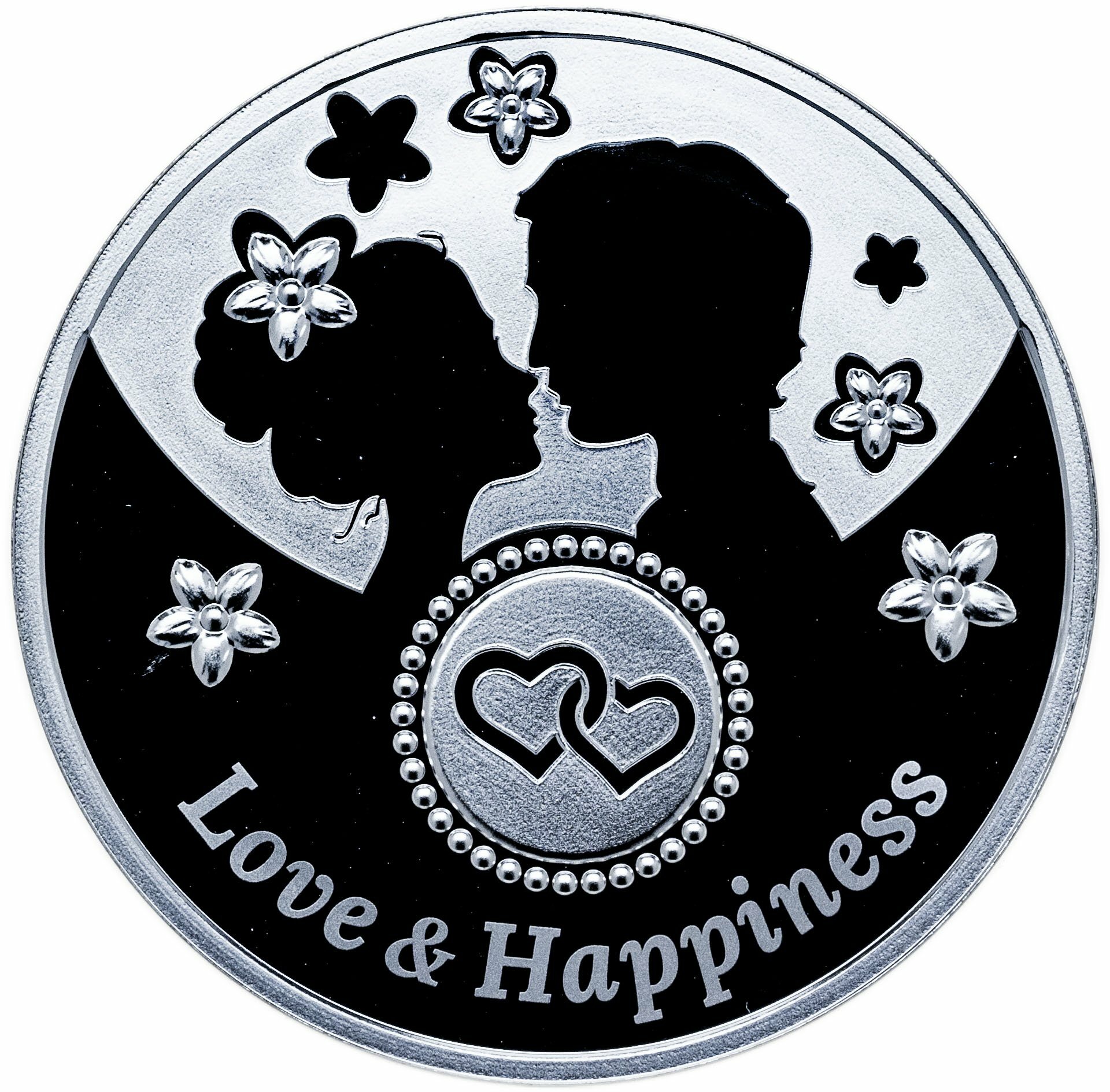 Камерун 500 франков 2019 "Счастья и любви" в футляре с сертификатом, Серебро 999, в сохранности Proof