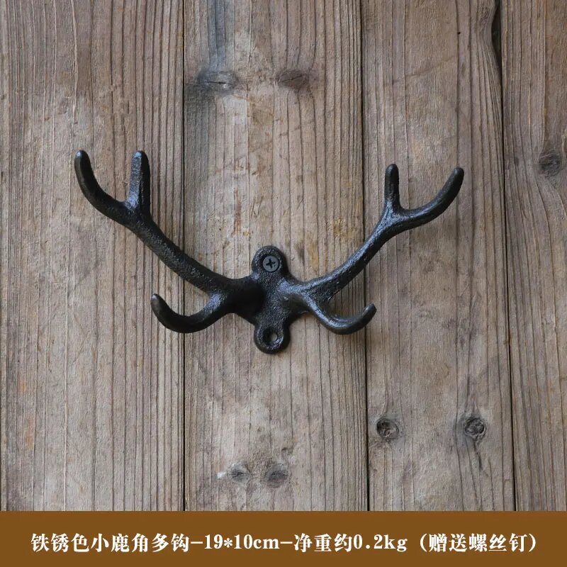 Чугунные крючки для одежды в форме рогов оленя 19x10cm