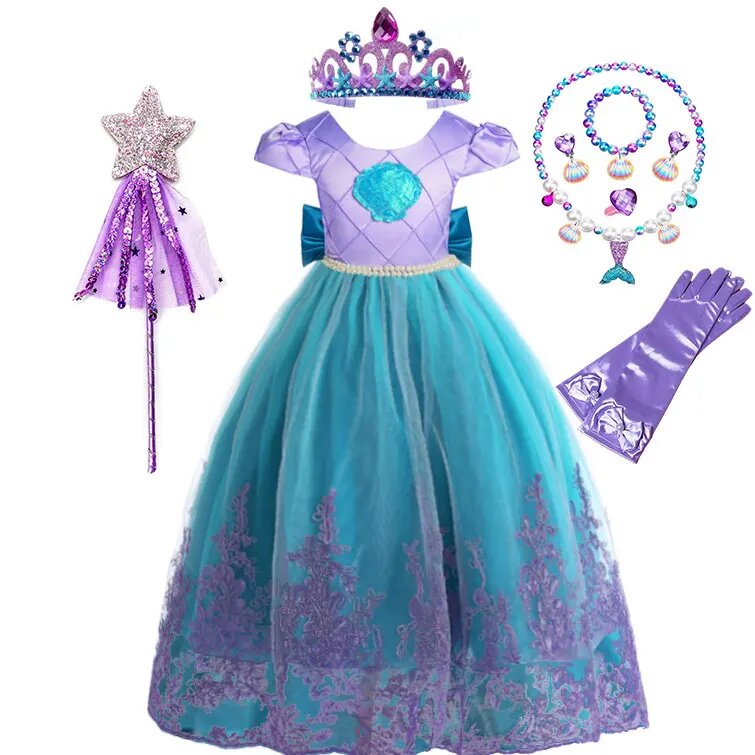 Платье-русалка MESOQ синее для девочек 2-10 лет 2T(100), DRESS 03