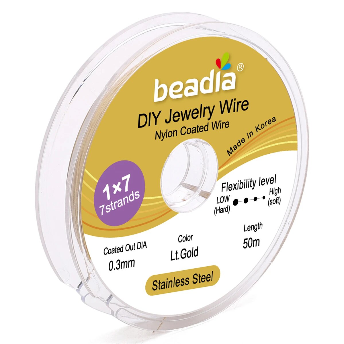 Beadia проволока для бижутерии, Light Gold, 0.3 мм, 50 м