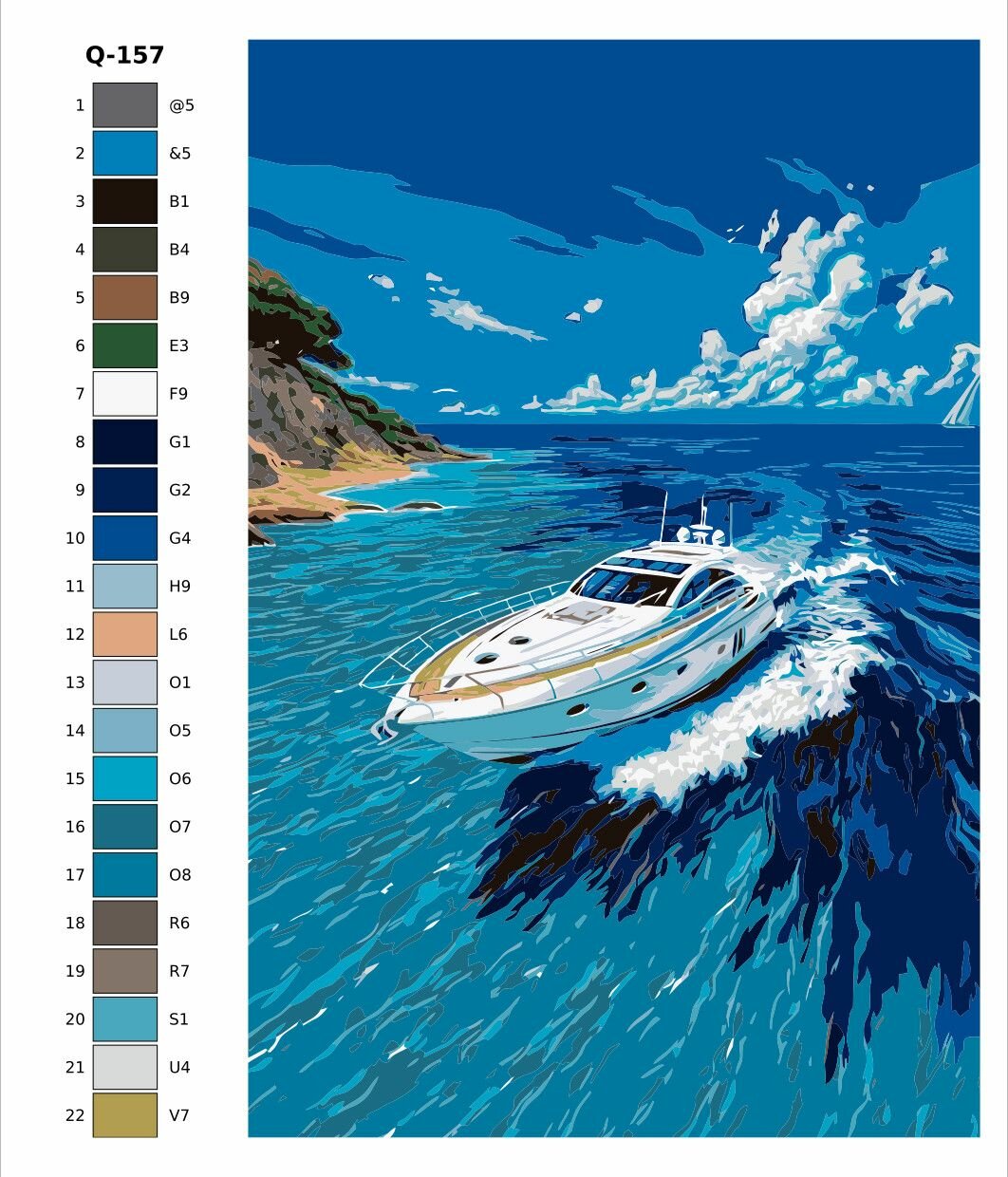 Картина по номерам Q157 "Яхта на волнах" 50x70