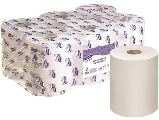 Бумажные полотенца для диспенсеров Luscan Professional 1-слойные 6 рулонов по 300 метров (арт.486353)